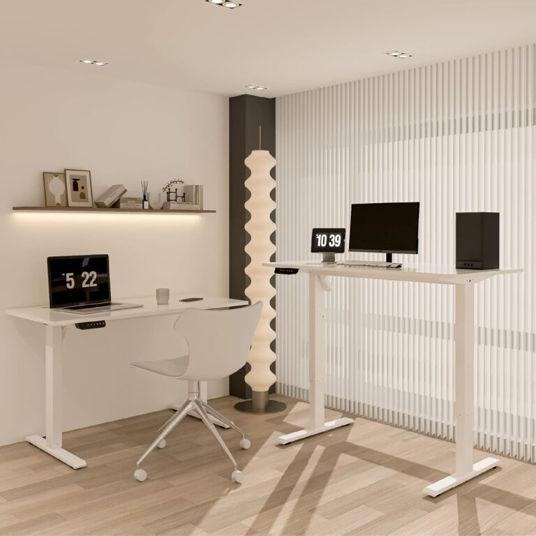 White Adjustable Height Office Desk – Nicmaa Furniture